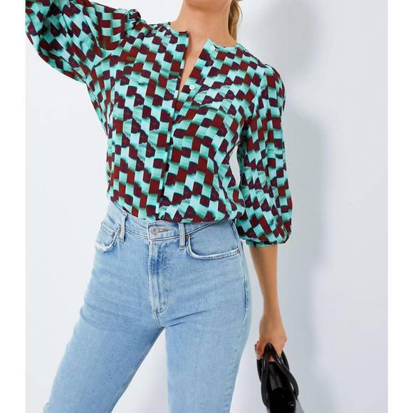 HUNTER BELL | Tops | New Hunter Bell Finley Blouse In Subway Tile ...